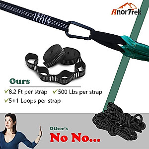 AnorTrek Camping Hammock with Mosquito Net, Double & Single Lightweight Portable Hammocks with Tree Straps, Parachute Hammock for Camping, Backpacking