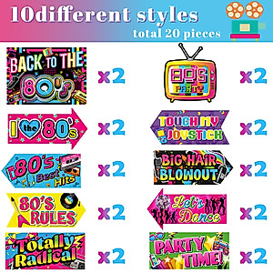 20 Pieces 80's Party Sign Back to 80s Theme Photo Booth Props Retro Party Decorations Birthday Party Favors Cute Cassette Tape 10 Styles 80s Cutouts for 1980s Neon Throwback Adults Birthday Supplies