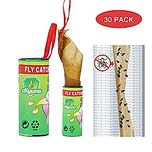Ckyuna 30 Packs Fly Paper，Fly Strips，Fly Tapes, Fly Trap, Fly Catcher Ribbon,Fly Catcher Trap, Fly Ribbon, Fly Bait