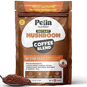 Organic Mushroom Instant Coffee (60 Servings) with 7 Superfood Mushrooms, Great Tasting, Includes Lion's Mane, Reishi, Chaga, Cordyceps, Shiitake, Maitake, and Turkey Tail