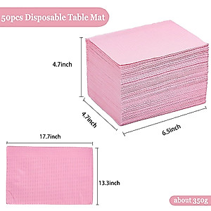 AREMOD 50pcs Disposable Nails Art Table Mat 3 Ply Nail Prep Paper Table Towels 13" x 18" Waterproof Tattoo Cover Tattooing Bibs Pads for Tattoo Supplies Acrylic Nail Supplies(pink)