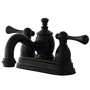 Centerset Lavatory Brass Faucet in Brushed Nickel