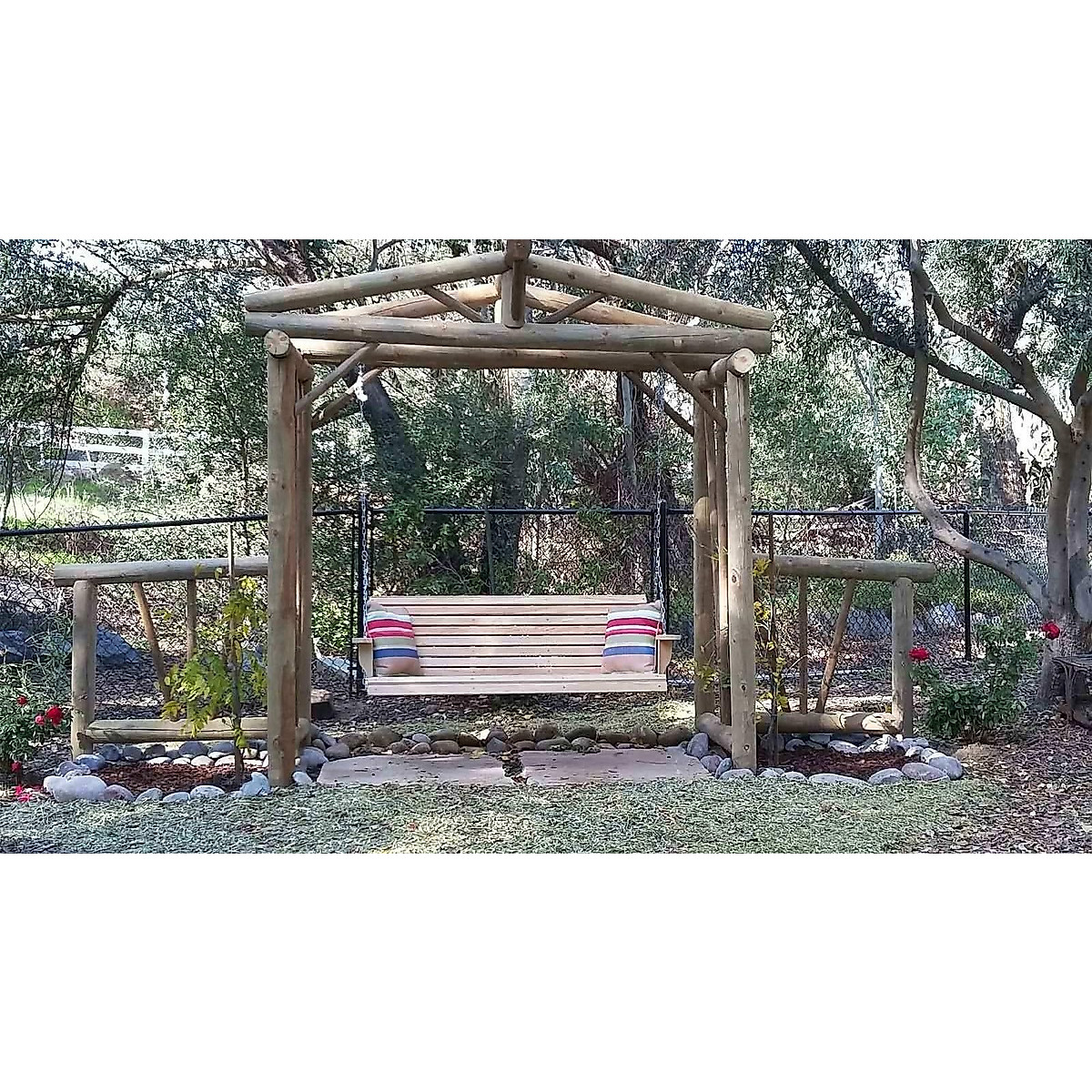 Generic 5FT Cypress Porch Swing Made in USA with Hanging Hardware, Unfinished Natural Wood Tone