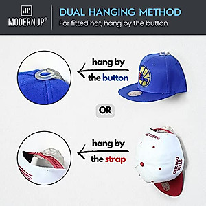 Modern JP Adhesive Hat Hooks for Wall (32-Pack) - Hat Rack for Baseball Caps, Minimalist Hat Display, Strong Hold Hat Hangers for Wall - U.S. Patent Pending, Clear