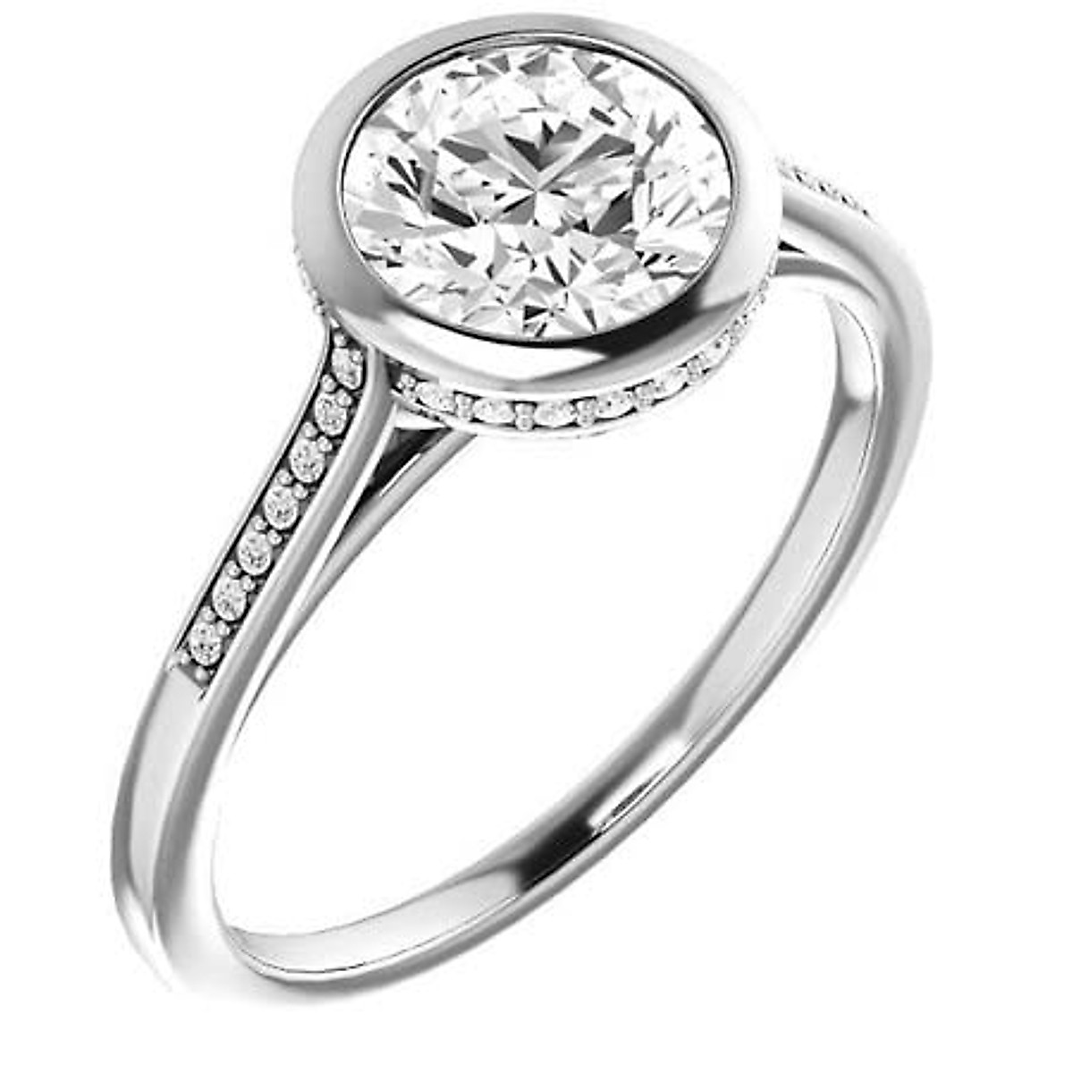 Mois 3.30 CT Moissanite Round Engagement Ring and Wedding Ring Bridal Set in Sterling Silver, colorless Moissanite, VVS1 Clarity, Sizes 4 to 11, Bezel Set for Her (7.5)