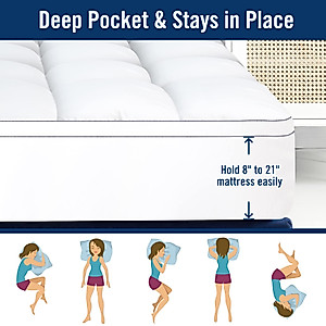 HIMOON Twin Size Mattress Pad Topper - Extra Thick Mattress Protector Pillow Top with 21" Deep Pocket for 8-24 inches Mattress, Snow Down Alternative Fill for 39 * 75 Inch Size Bed.