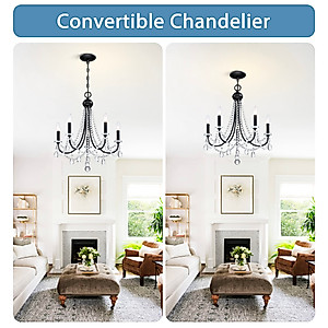 Giiland Farmhouse Crystal Chandelier for Living Room, Rustic Industrial Pendant Lighting for Bedroom, Vintage Candle Chandelier Dining Room