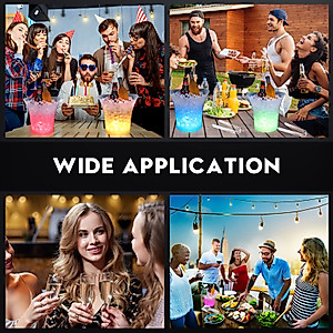 18 Pcs LED Ice Bucket Bulk with Scoop and Clip 5 L Ice Bucket 7 Color Changing LED Light Ice Bucket Acrylic Clear Beverage Champagne Beer Wine Cooler Bucket for Party Bar Club KTV Restaurant Home