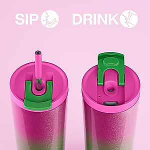 ENCOOL 30 oz Insulated Tumbler with Lid and Straw, 100% Leakproof Travel Coffee Mug, Stainless Steel Coffee Tumbler, Keeps Cold for 24 Hours or Hot for 8 Hours, Car Cup Holder Friendly (Fuchsia)