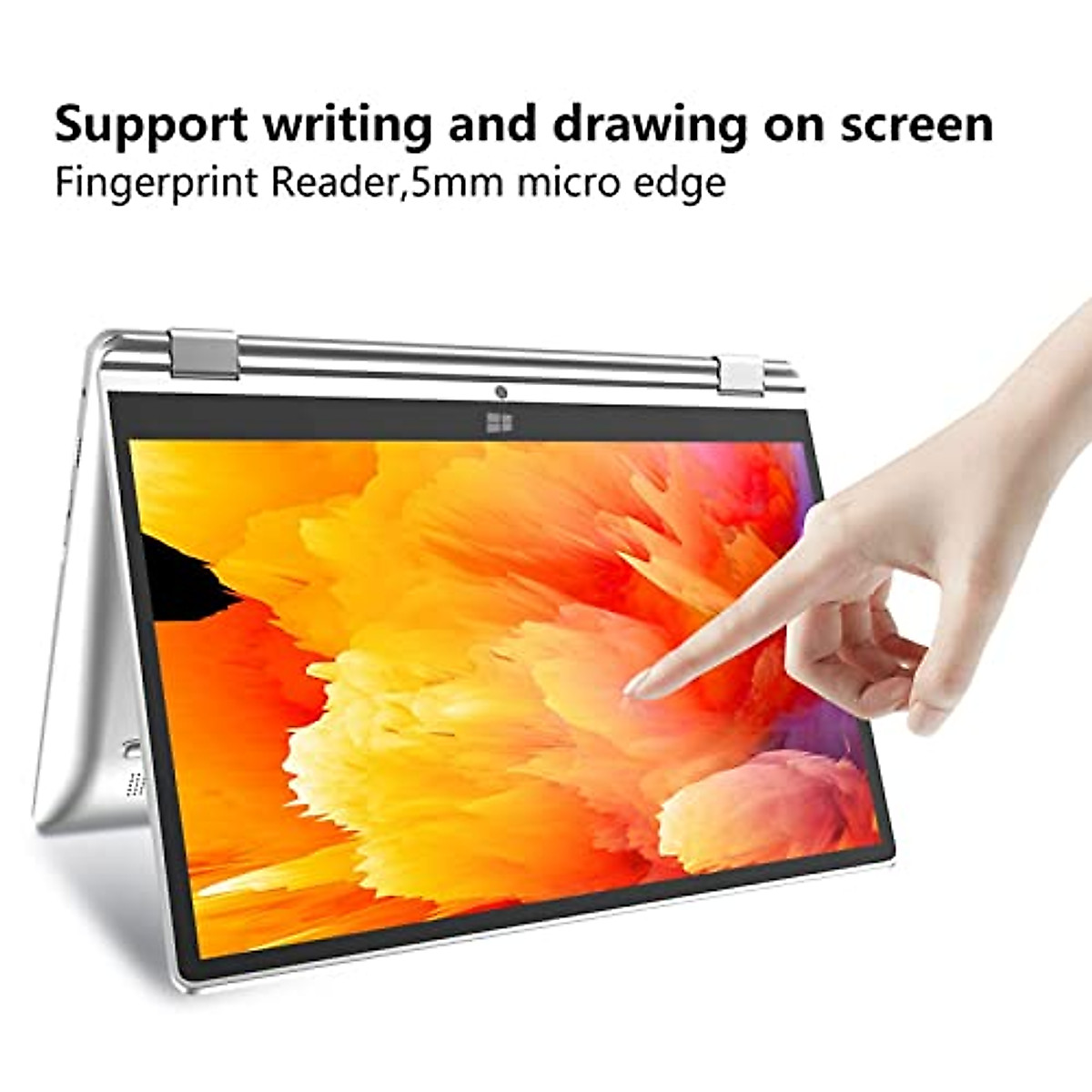 Acogedor 13.3 Inch Convertible 2 in 1 IPS Touchscreen Laptop, with Fingerprint Unlock, 16GB of High Bandwidth Memory, Dual Band 2.4GHz 5GHz WiFi, Webcam