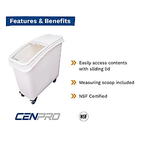 CenPro Mobile Ingredient Bin - 21 Gallons - Holds Up To 149 lbs. of Sugar or 101 lbs. of Flour - NSF (29A-002)