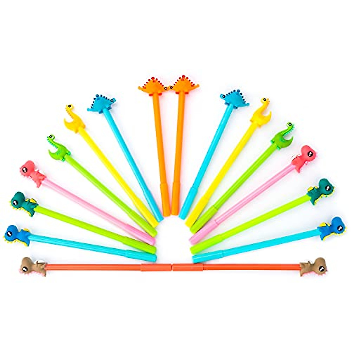 RECHENG Cute dinosaur black ink pens,Cartoon fun kawaii writing gel pens for kids office school supplies,16pcs Set (cute dinosaur)