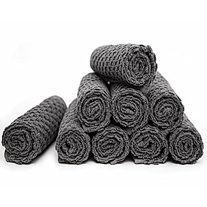 Pleasant Home Washcloths Set - (12” x 12”, 12 Pack) – 550 GSM- 100% Ring Spun Cotton Wash Cloth - Super Soft and Highly Absorbent Face Towels (Grey, Honeycomb Design)