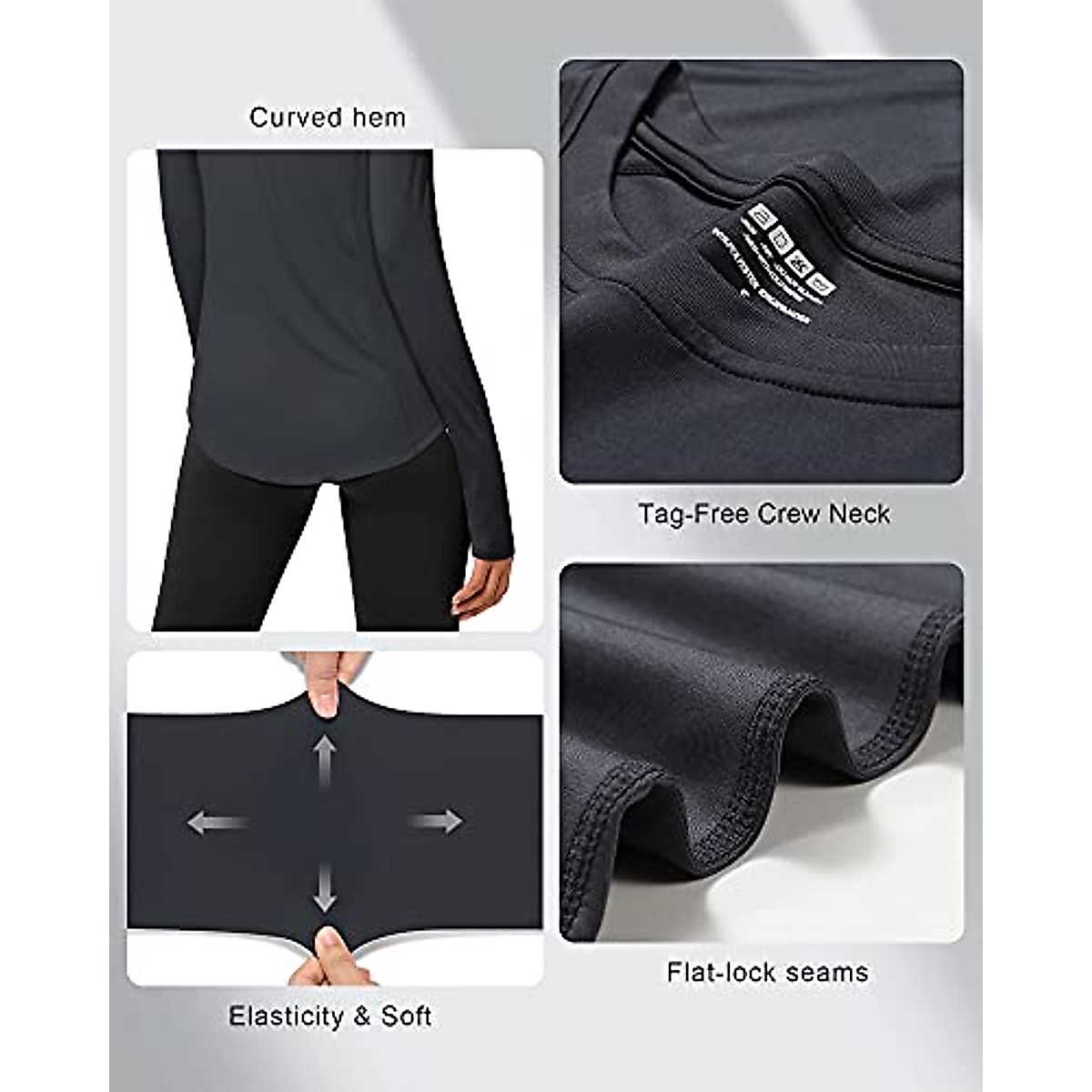 (Size:XL) 2 Pack Womens Long Sleeve UV Sun Shirts UPF 50+ Workout Swim Rash Guard Tops