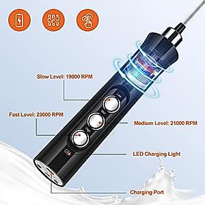 FoodVille MF02 Rechargeable Milk Frother Handheld Foam Maker with Stainless Whisk for Cappuccino, Latte, Bulletproof Coffee, Keto Diet, Protein Powder, Matcha