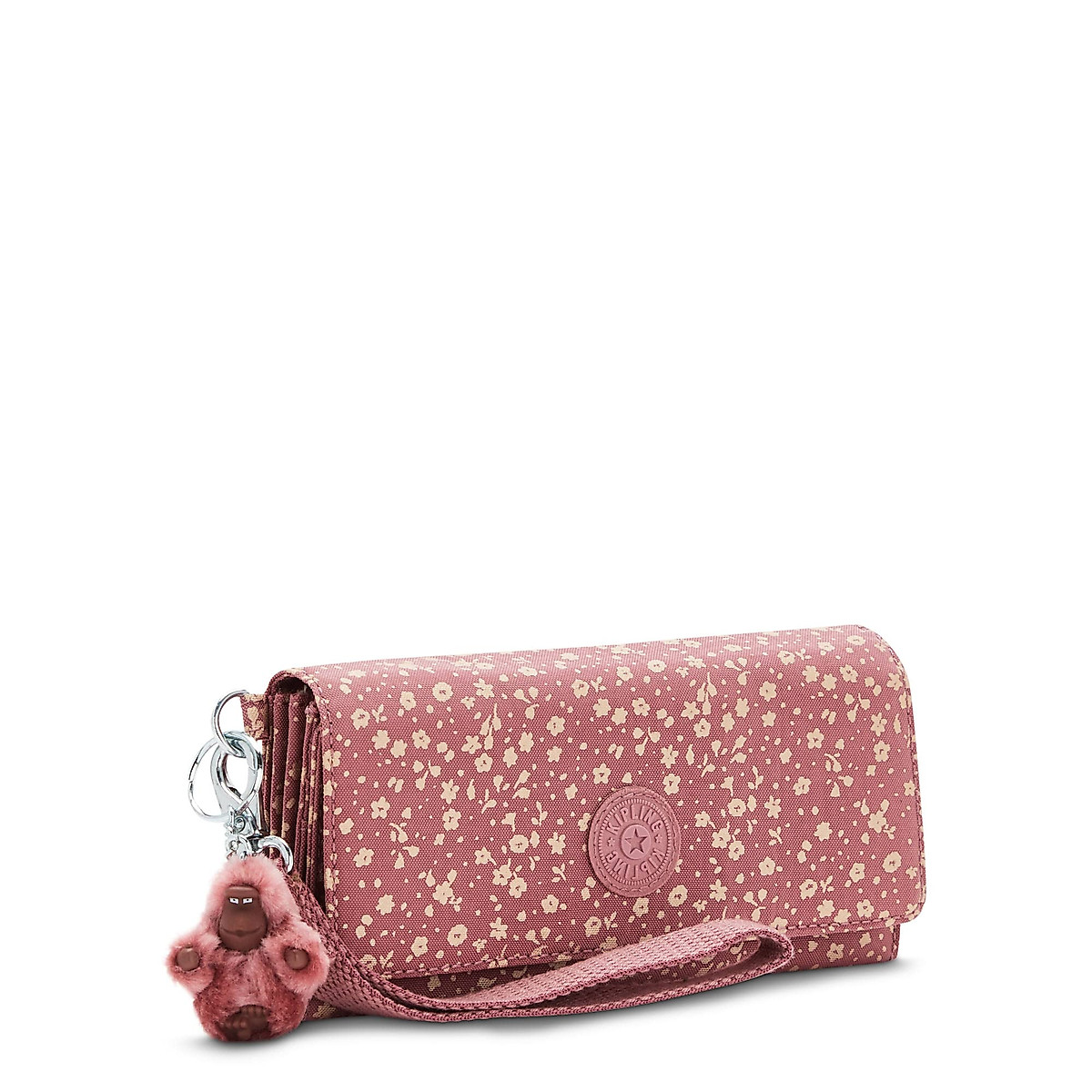 Kipling Rubi Large Printed Wristlet Wallet Bubbly Flowers Pink