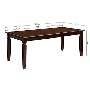 FurnitureR Dining Table Solid Wood Rectangular Extension Simple Table for Dining Room Kitchen, 77.7 Inches, Brown