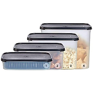 Tupperware Modular Mates Rectangle 1 Black Seal Holds 8 1/2 Cups