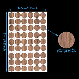 JianLing 4 Sheets Self-Adhesive Screw Hole Stickers, Screw Holes Cover Caps Stickers, Screws Covers Caps for Cabinet Wardrobe (White, Black, Walnut, Black Walnut Embossed, 54 Stickers/Sheet)