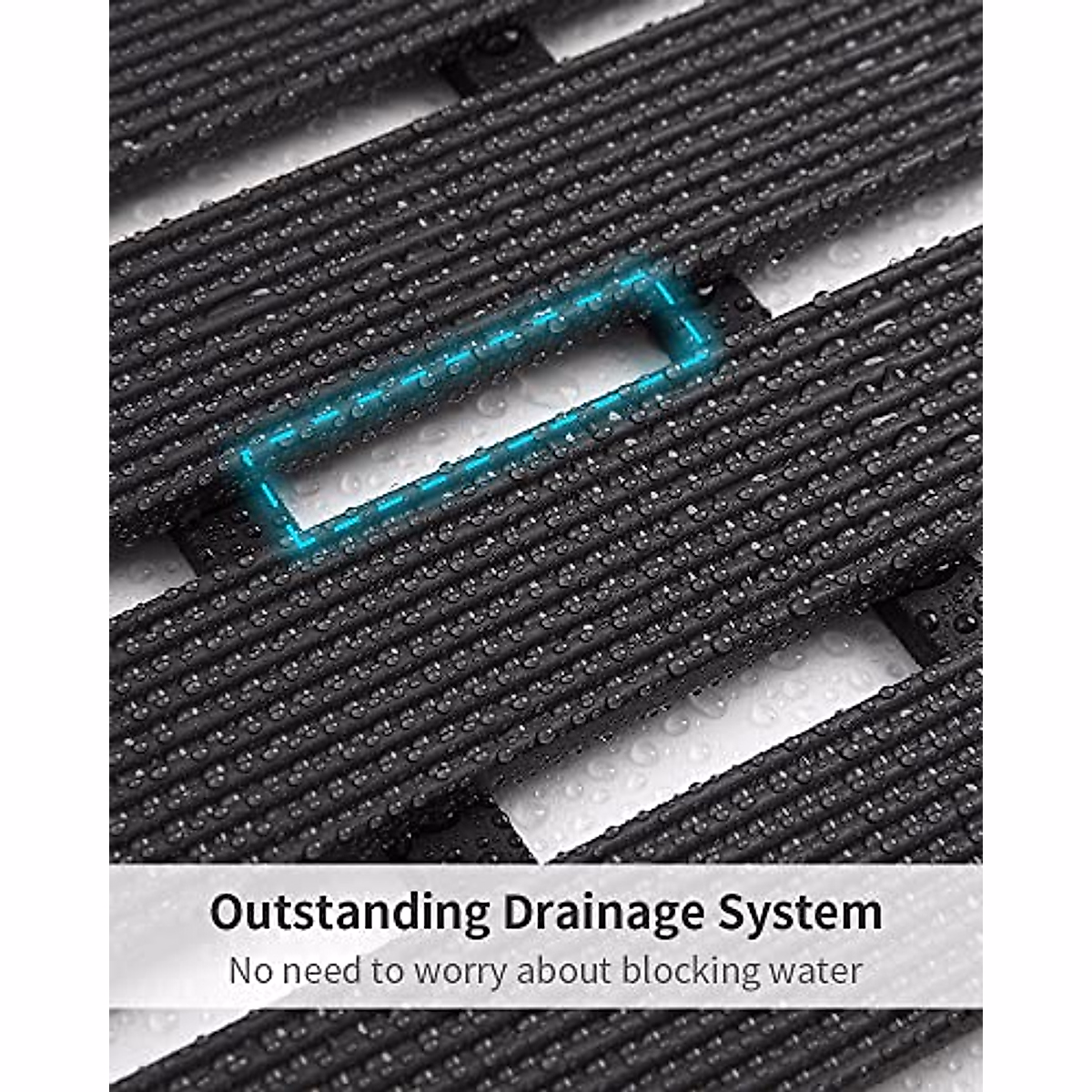 Shower-Mat Non Slip, PADOOR Heavy Duty Bathtub-Mat Curlable Quick Drain Sturdy Bath Tub Mat Without Suction Cups for Indoor Outdoor Use 17x26 Inch Black