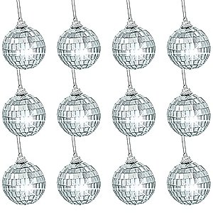 Gondiane 12 Pcs 1.6 Inches Disco Ball Ornaments Silver Mirror Balls for Christmas Tree Wedding Party Decoration