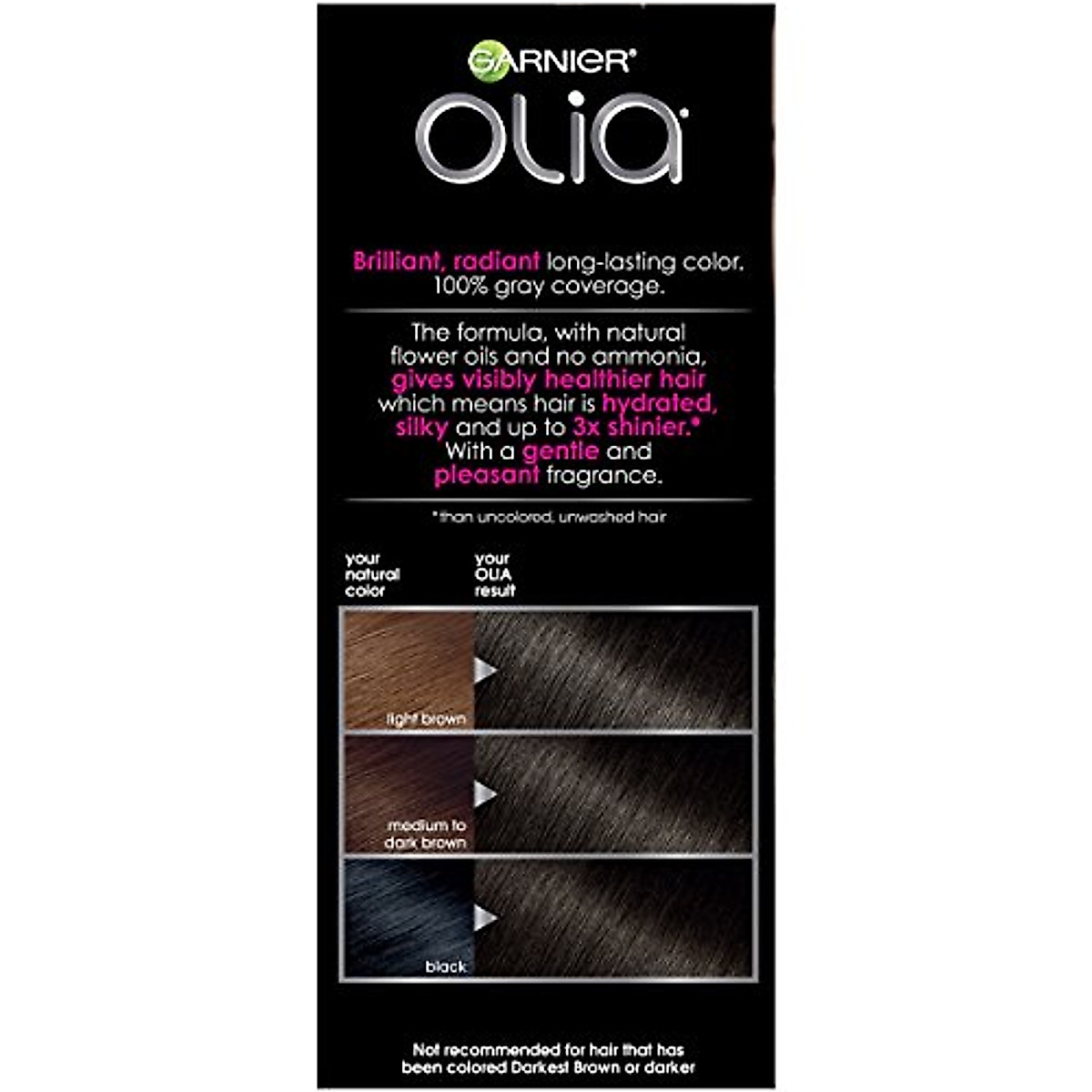 Garnier Olia Ammonia-Free Brilliant Color Oil-Rich Permanent Hair Color, 4.11 Dark Platinum Brown (Pack of 1) Brown Hair Dye (Packaging May Vary)