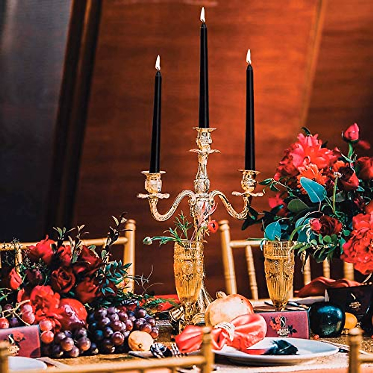 Organic CocoSoy Candles, Pack of 12 Purple Tapered Candles 10 inch Tall Coconut Soy Wax Tapers, Long Stem Dripless Smokeless Dinner Taper Candles for Home Decoration, Wedding, Parties, Ceremonies