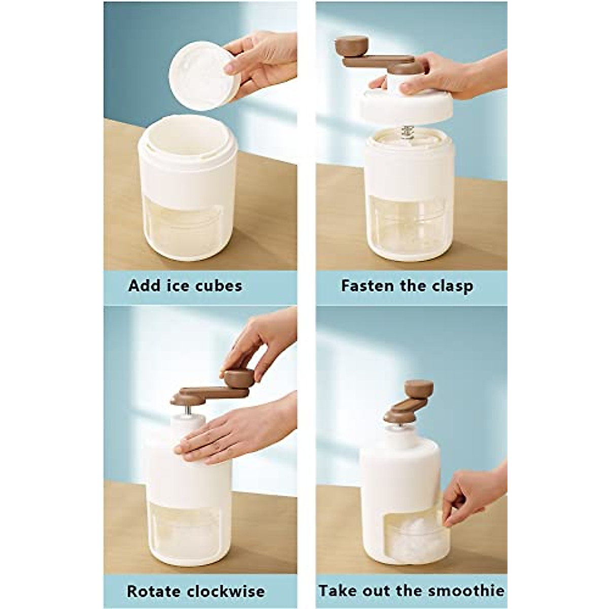 Snow Cone Machine，Portable Ice Crusher, Advanced Manual Shaved Ice Machine, Household Kitchen Utensils, and 2 Freezing Mold for Making Smoothies