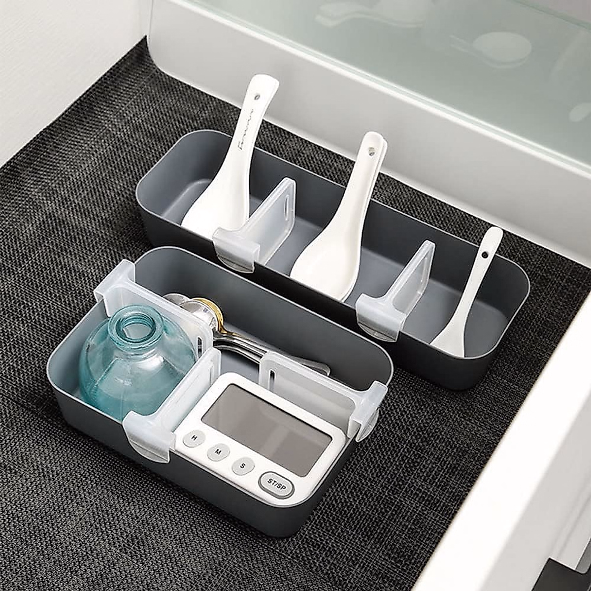 ADVOK Refrigerator Dividers Organizer, 12Pcs Plastic Hanging Ornament, Adjustable Snap-on Storage Box, Fridge Door Space Separators, Kitchen Pantry Gadget