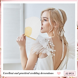 Paterr 24 Pcs 33'' Paper Umbrellas 8'' Paper Fans Decorative Chinese Japanese Parasol DIY Oiled Paper Painting Crafts for Wedding Bridal Party Favor Photography Prop, White