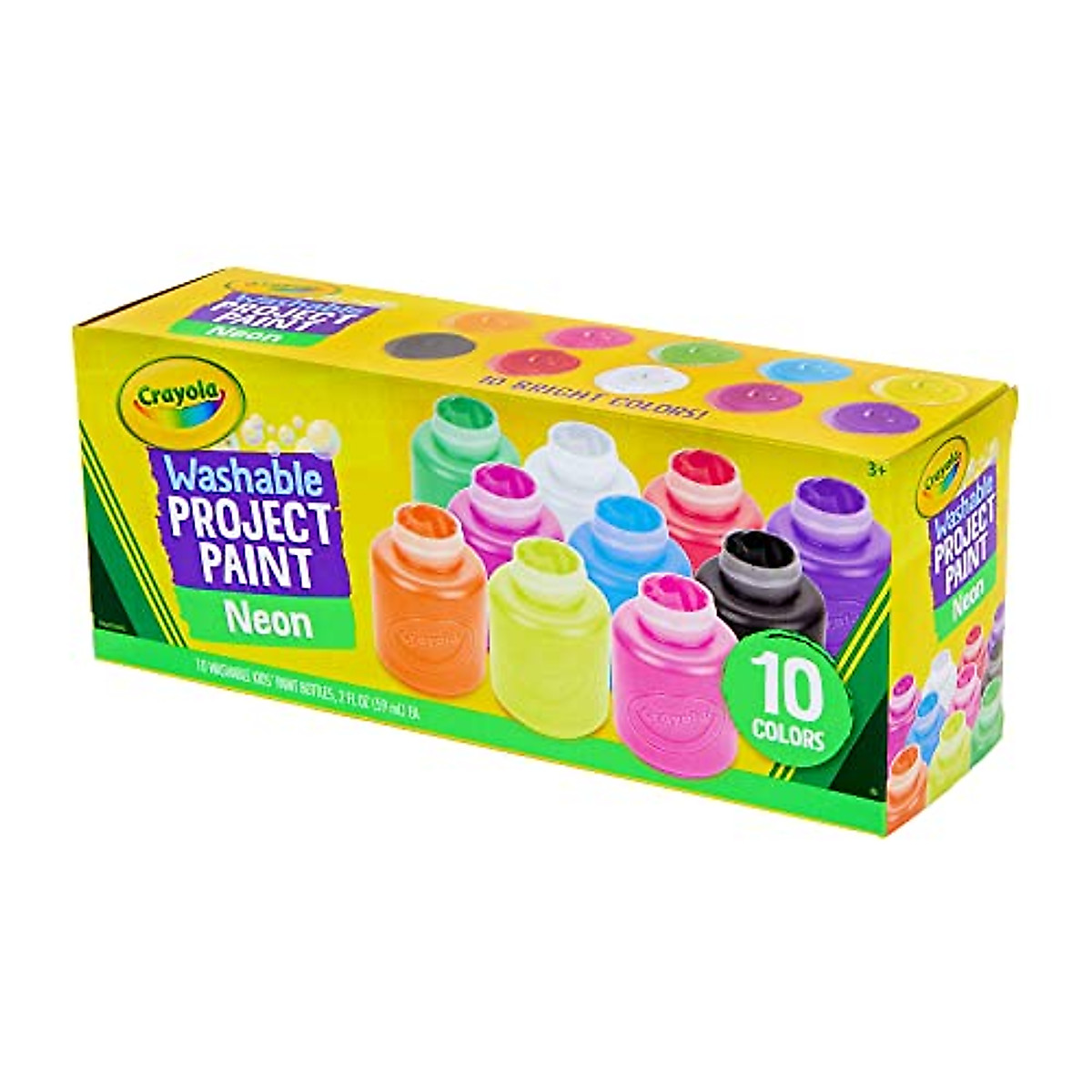 Crayola Washable Kids Project Paint - Neon (2oz), Arts & Crafts Supplies For Kids, Preschool & Kindergarten, Gifts, Ages 3+