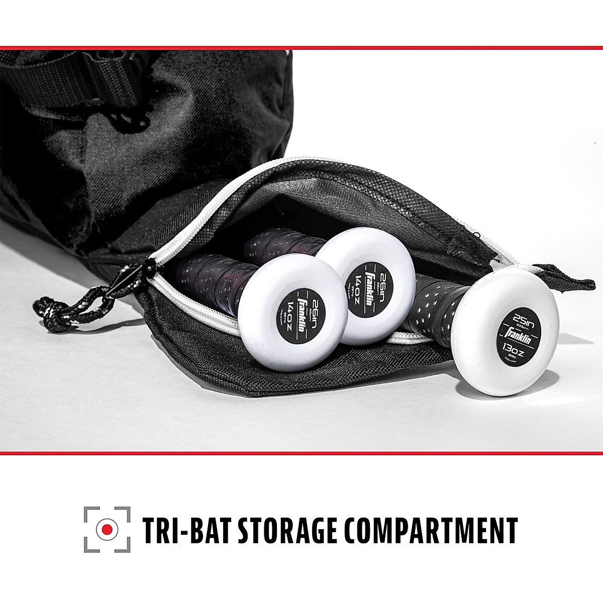 Franklin Sports Youth Baseball Bat Bag - Kids Teeball, Softball, Baseball Equipment Bag - Holds Bat, Helmet, Cleats and More - Black