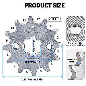 420 Chain Sprocket 12T Front Sprocket 17mm for 50cc 70cc 90cc 110cc 125cc Dirt Pit Bike Mini Bike ATV 4 Wheeler Moped Go Kart Sprocket