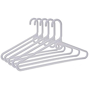 Quality White Hangers 10-Pack - Super Heavy Duty Plastic Clothes Hanger Multipack - 17 inch Thick Strong Standard Closet Clothing Hangers with Hook for Scarves and Belts Coat Hangers (White, 10)