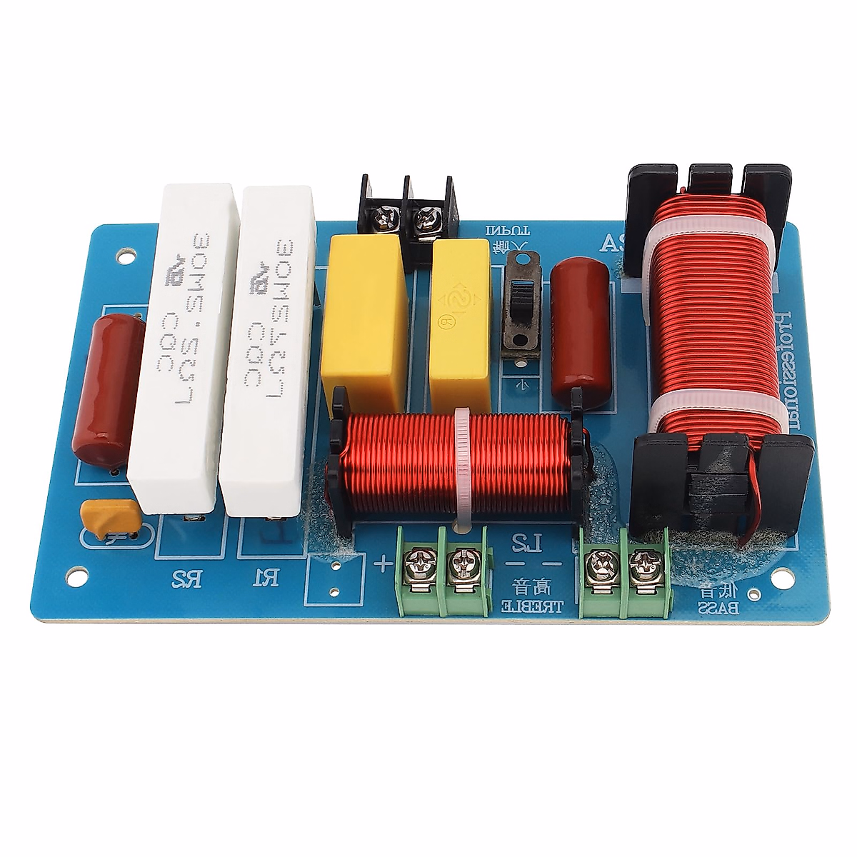DriSentri 2 Way Crossover for Speaker, 450W 4-8 Ohm 2 Way High-Low Frequency Divider for Speaker, HiFi Speaker Crossover