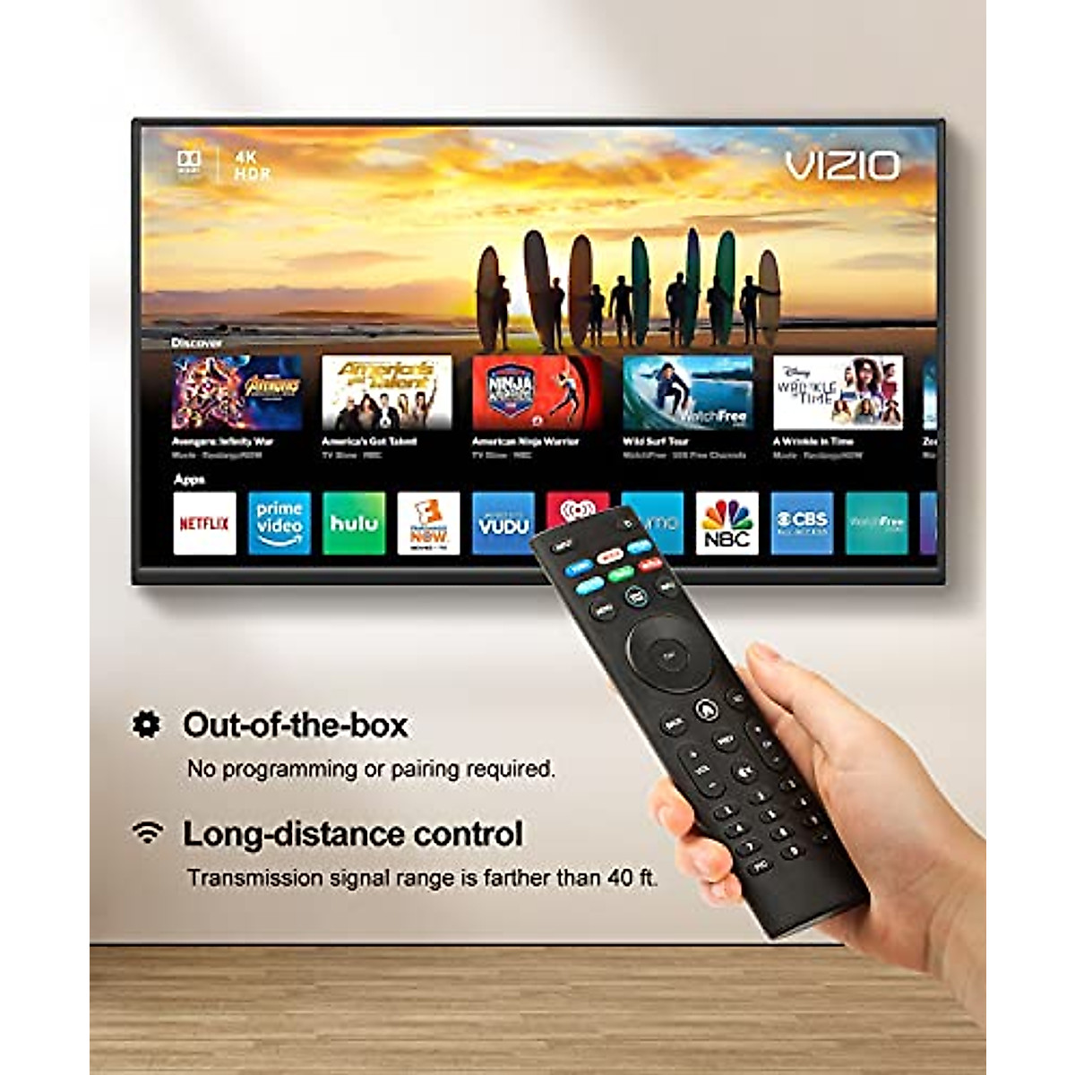 Universal Remote-Control Replacement for VIZIO D-Series M-Series P-Series V-Series UHD LED LCD Smart TV