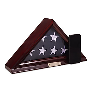 Bey-Berk Custom Personalized Solid Wood Triangle Glass Front Flag Display Case, Holds 3ft by 5ft Flag, Not Suitable for Burial or Memorial Flag (Mahogany) (Mahogany)