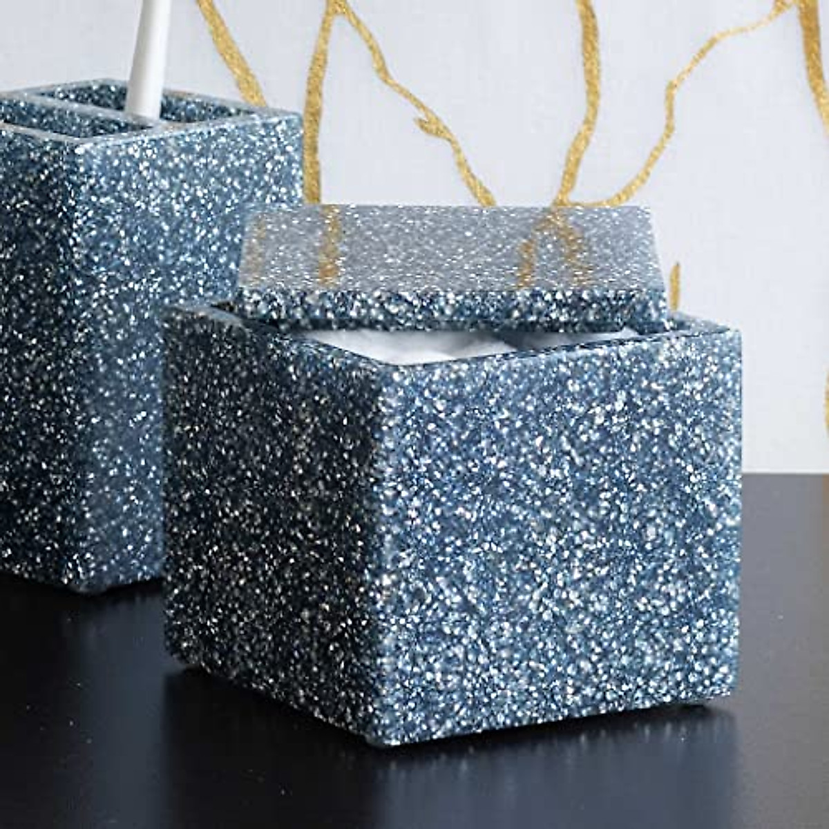 Rhinestone Cotton Ball Holder, Elegant Jar Dispenser for Cotton Ball Bathroom Storage, Powder Room Cotton Canister Storage, Sold Individually Ice