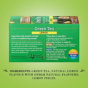 Twinings Green Tea with Lemon - Flavorful Green Tea with Lemon Pieces, Caffeinated Tea Bags Individually Wrapped, 20 Count