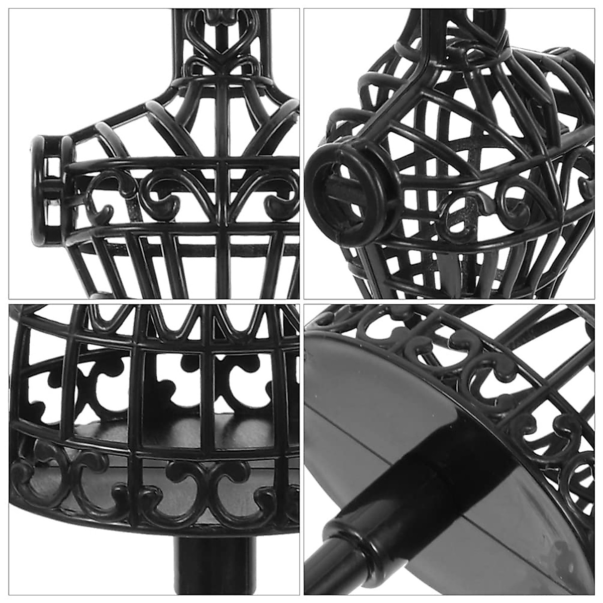 Gadpiparty Skirt Hangers 6 Pack Mini Mannequins Detachable Dress Forms Plastic Doll Clothes Mannequin Display Support Holder for Doll Dress Model Stand (8.5inch, Black) Dress Form