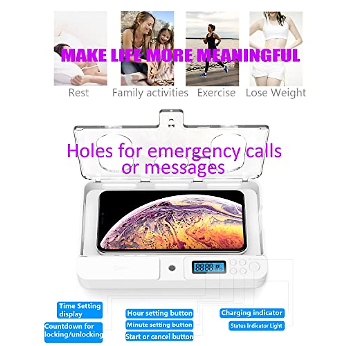 iDiskk Phone Jail Lock Box with Timer, iPhone Timer LockBox for Android Sumsung/Google/iPhone 14/13/13 pro/12/11/X/XR/XS/8/ Cell Phone Jail Lockbox for Kids/Students/Parents to get More Focused