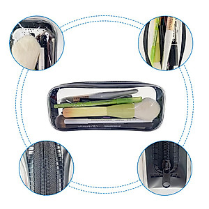TotePrint 5 PCS Clear PVC Zipper Pen Case Multi Purpose Bag,Big Capacity Makeup Pouch Pencil Bag Pen Bag for Travel (5PCS Classic Group)
