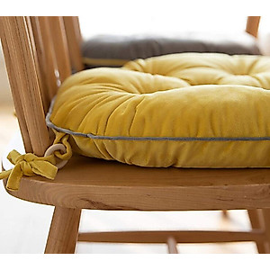Yellow Thick Dining Chair Cushion with Ties Kitchen Seat Cushion Rocking U-Shaped Superior Breathable Comfort and Softness Cushion (2)