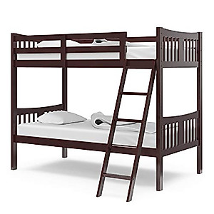 Storkcraft Caribou Twin-over-Twin Bunk Bed (Espresso) – GREENGUARD Gold Certified, Converts to 2 individual twin beds