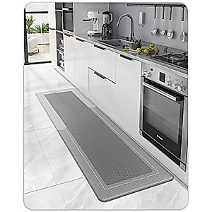 Color G Kitchen Floor Mat Runner Non Slip 17.3"x78.7", Anti Fatigue Mats for Kitchen Floor Cushioned Kitchen Mat Comfort for Standing, Grey Kitchen Mat Waterproof in Front of Sink, Stove, Laundry