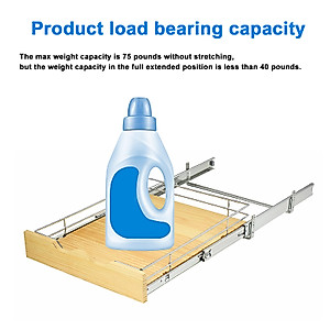 DINDON Pull Out Cabinet Organizer (14" W x 21" D),1 Tier Slide Out Shelf, Shelves Organization and Storage for Kitchen Under Sink Space, Wood and Wire Basket