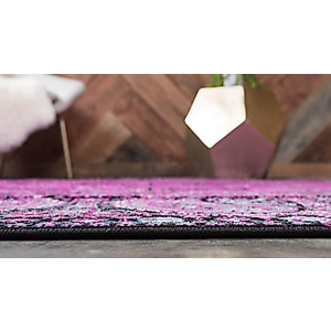 Unique Loom Imperial Collection Paisley, Distressed, Border, Vintage, Modern, Abstract Area Rug, 7 x 10 ft, Lilac/Black
