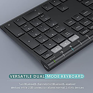 Bluetooth Keyboard Mouse, Multi-Device Wireless Keyboard and Mouse Combo, Ultra Slim, Rechargeable, Dual-Mode(Bluetooth 4.0 + USB), Windows/Mac OS/Android (Black)