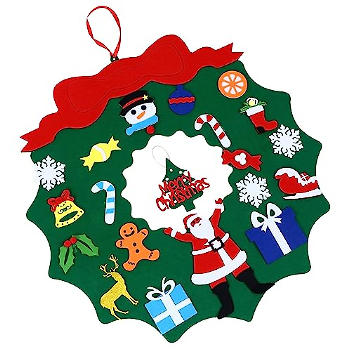 Cabilock 1 Felt Garland Christmas Porch Sign Christmas Door Wreath DIY Christmas Wall Decor Felt Christmas Tree for Kids Nativity Ornaments for Kids DIY Felt Child self Made Hanging Ring