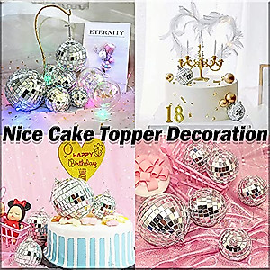 Gondiane 6 Pcs 1.6 Inches Disco Ball Ornaments Silver Mirror Balls for Christmas Tree Wedding Party Decoration